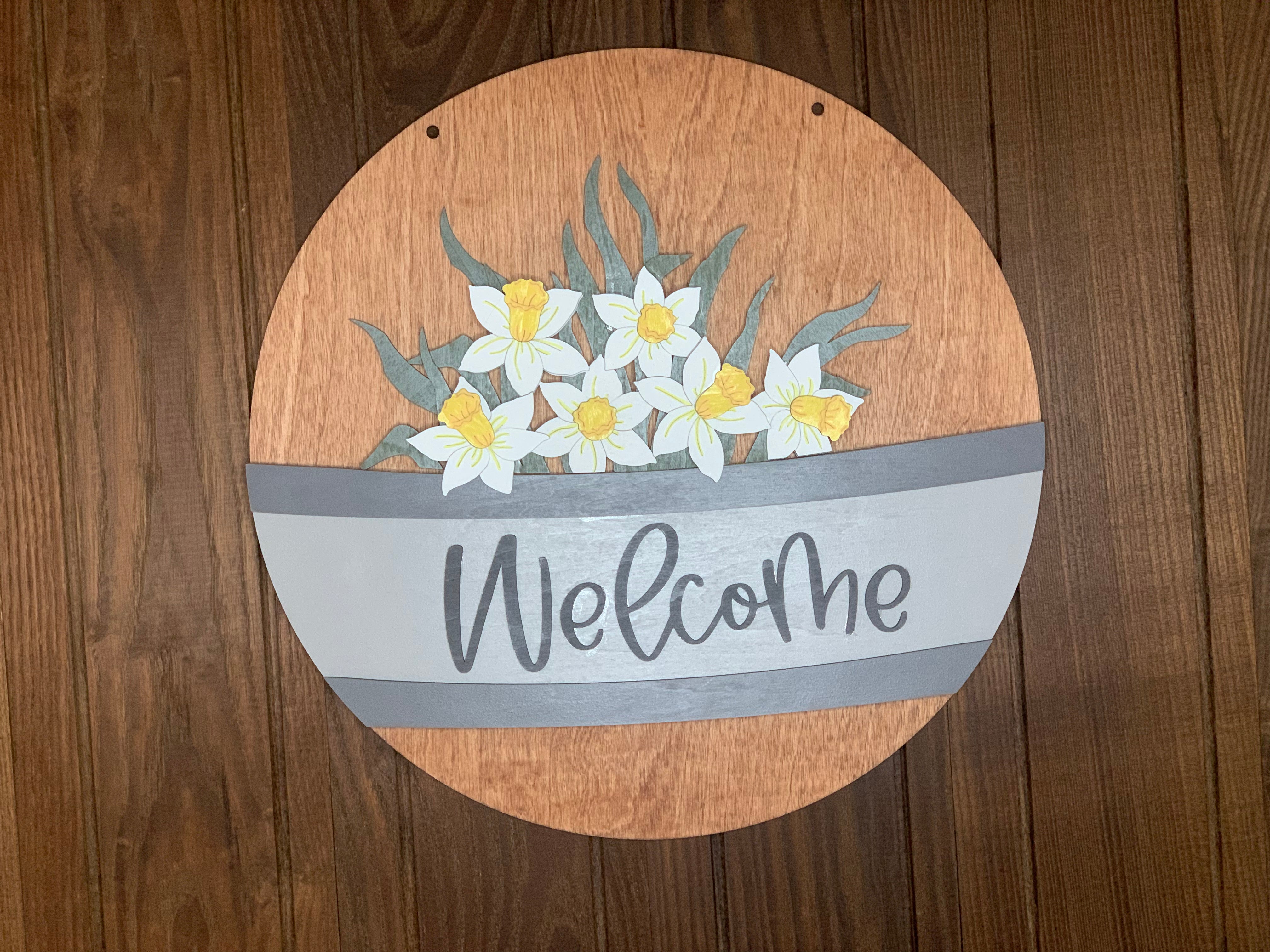 Round Interchangeable Flower Basket Welcome Sign – Homegrown Cactus